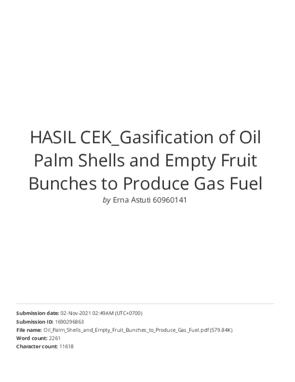 (PDF) Gasification of Oil Palm Shells and Empty Fruit Bunches to ...