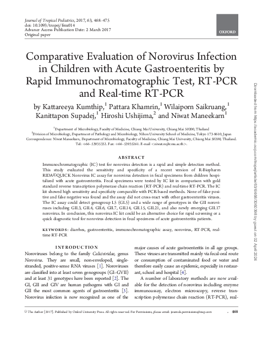 (PDF) Comparative Evaluation of Norovirus Infection in Children with ...