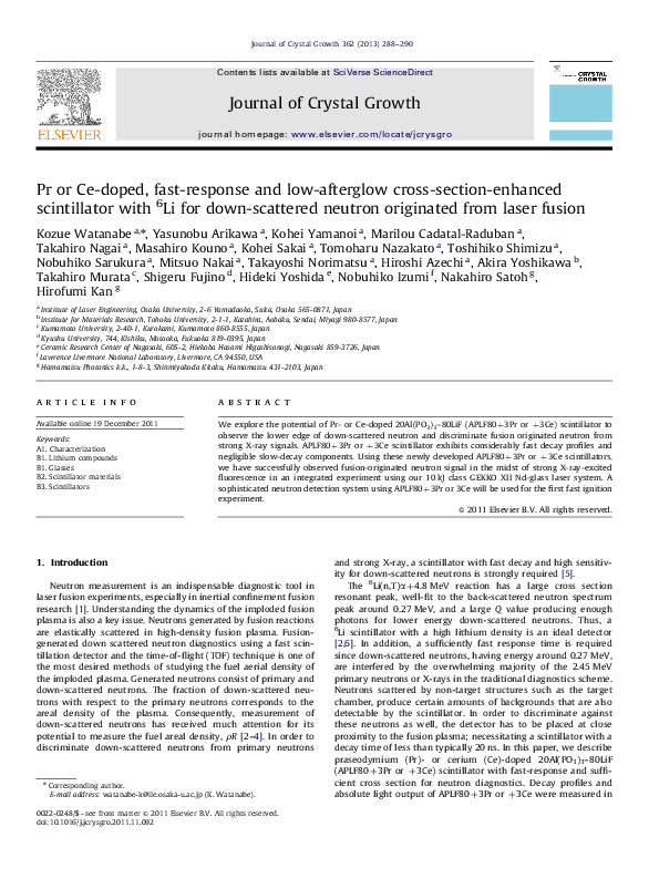 (PDF) Pr or Ce-doped, fast-response and low-afterglow cross-section ...