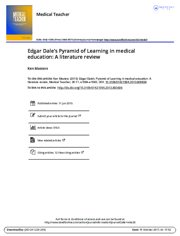 (PDF) Edgar Dale's Pyramid of Learning in medical education: A ...