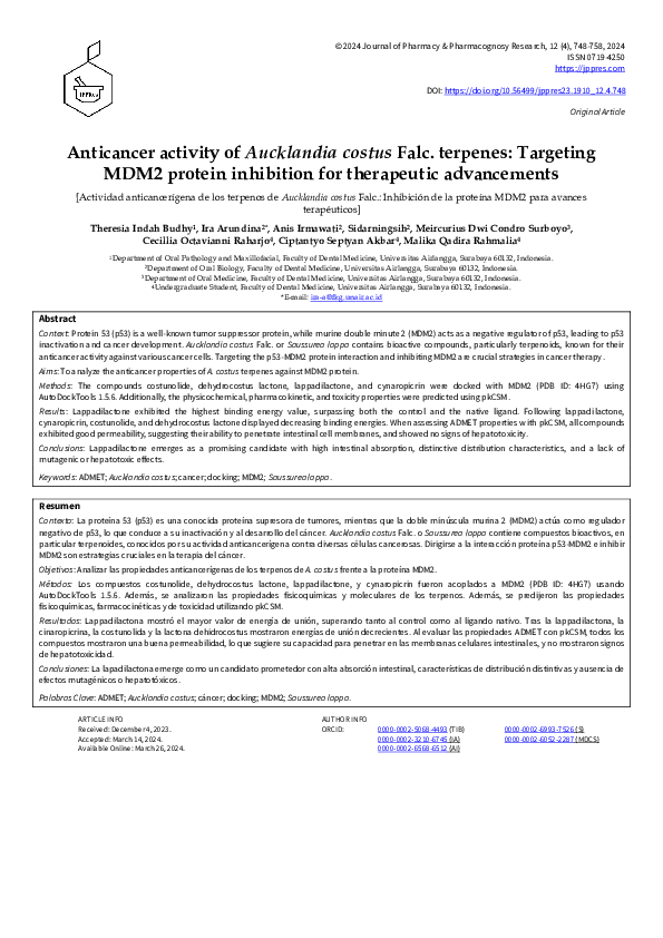 (PDF) Anticancer activity of Aucklandia costus Falc. terpenes ...