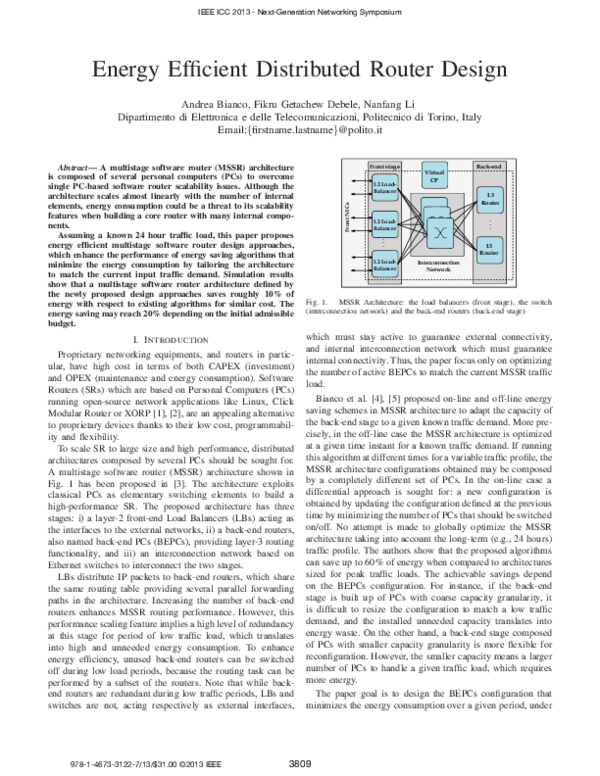(PDF) Energy efficient distributed router design