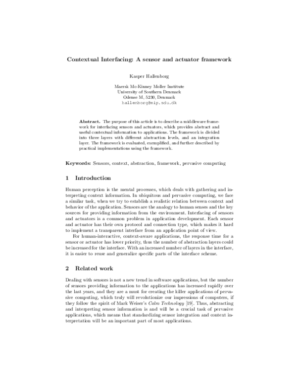 (PDF) Contextual Interfacing: A Sensor and Actuator Framework