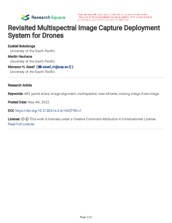 (PDF) Revisited Multispectral Image Capture Deployment System for Drones