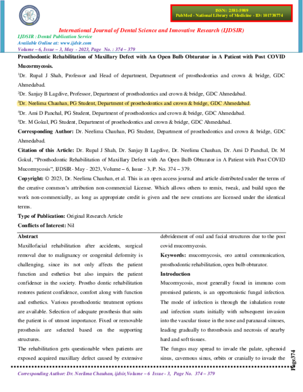 (PDF) Prosthodontic Rehabilitation of Maxillary Defect with An Open ...