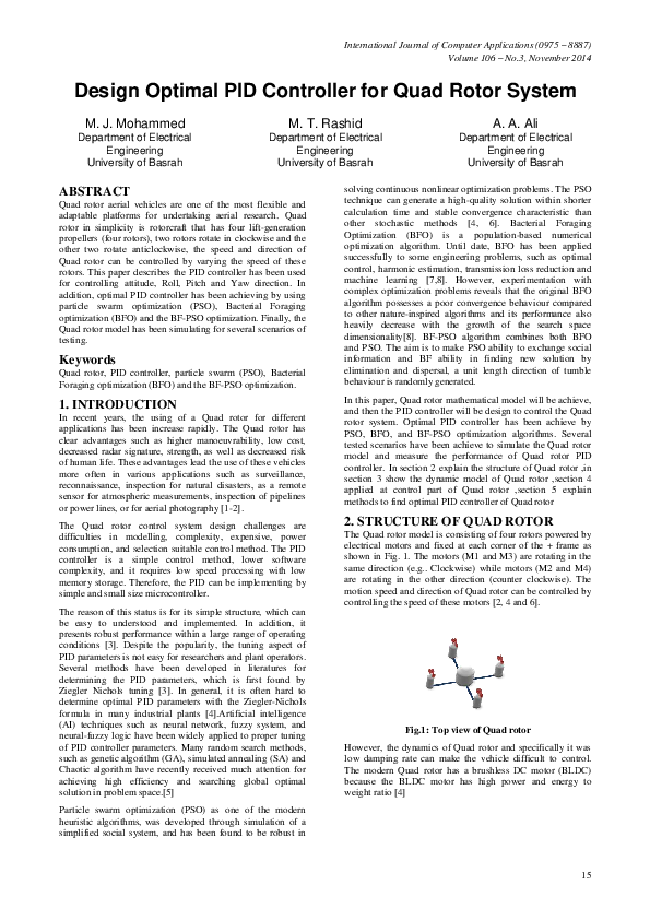 (PDF) Design Optimal PID Controller for Quad Rotor System