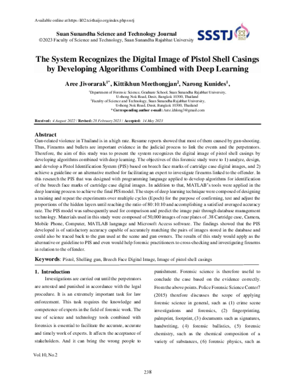 (PDF) System Recognizes the Digital Image of Pistol Shell Casings by Developing Algorithms ...