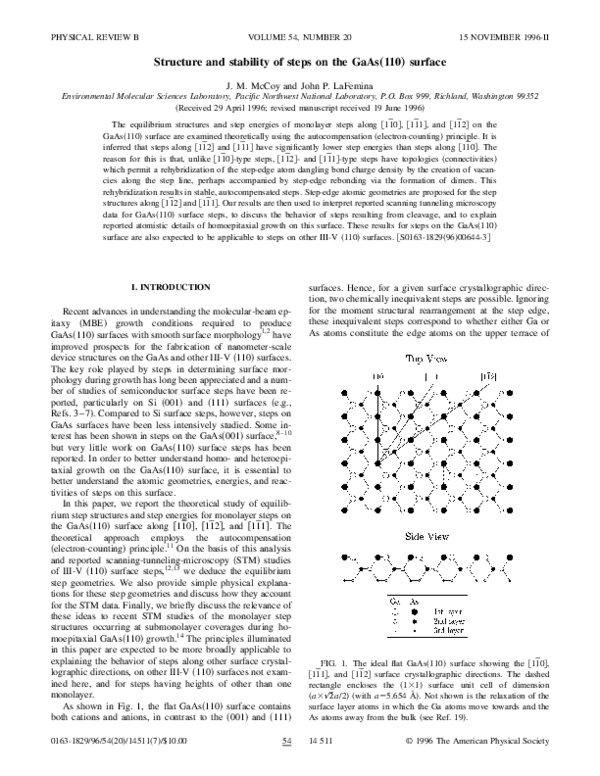 (PDF) Structure and stability of steps on the GaAs(110) surface