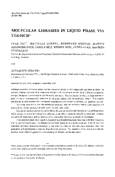 (PDF) Molecular libraries in liquid phase via UGI-MCR