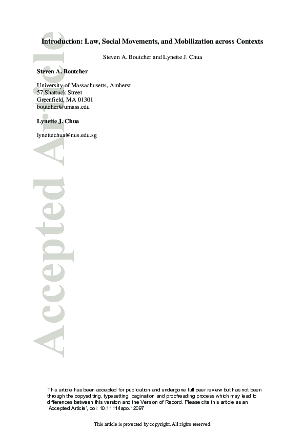 (PDF) Introduction: Law, Social Movements, and Mobilization across Contexts