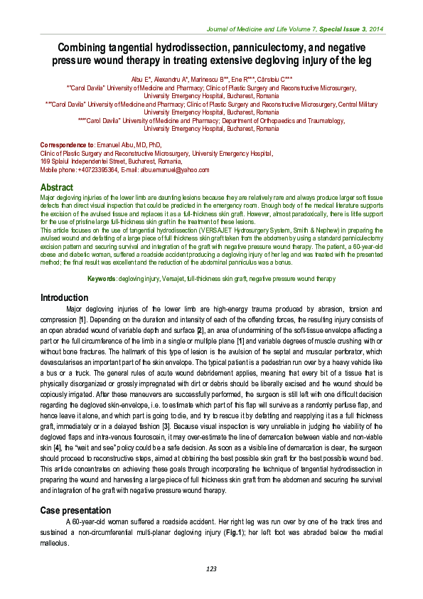 (PDF) Combining tangential hydrodissection, panniculectomy, and ...