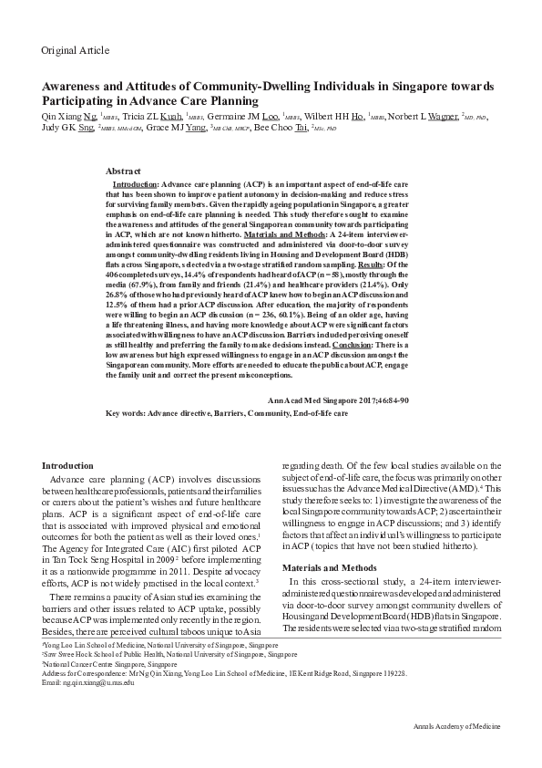 (PDF) Awareness and Attitudes of Community-Dwelling Individuals in ...