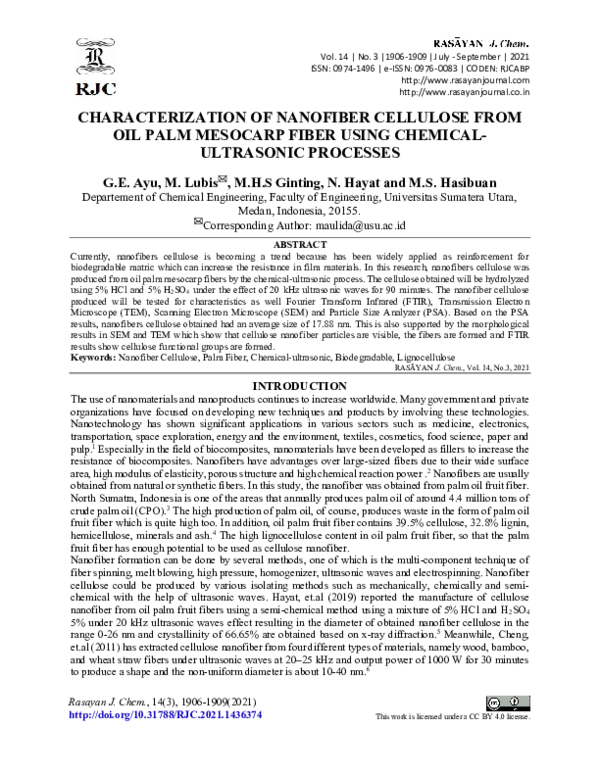 (PDF) Characterization of Nanofiber Cellulose from Oil Palm Mesocarp ...