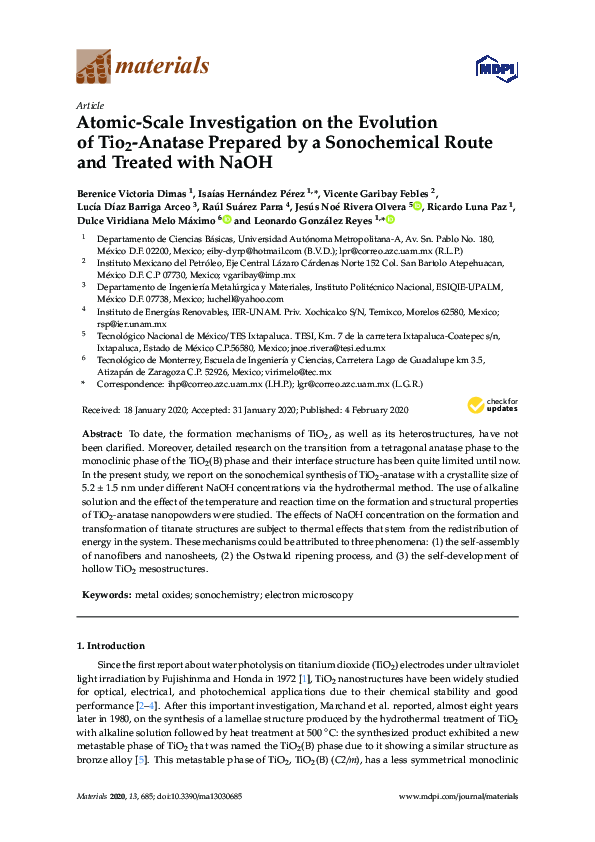 (PDF) Atomic-Scale Investigation on the Evolution of Tio2-Anatase ...