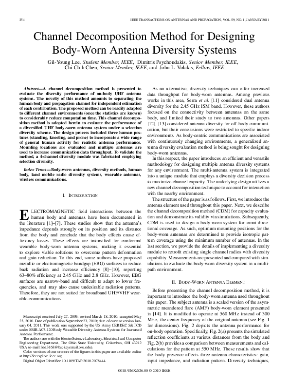 (PDF) Channel Decomposition Method for Designing Body-Worn Antenna ...