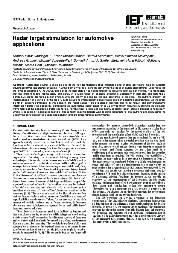 (PDF) Radar target stimulation for automotive applications | Wolfgang ...