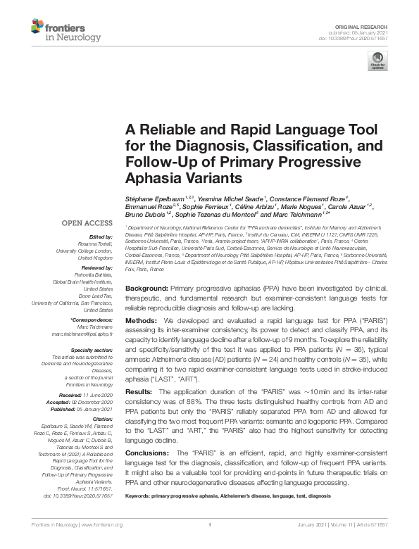 (PDF) A Reliable and Rapid Language Tool for the Diagnosis ...