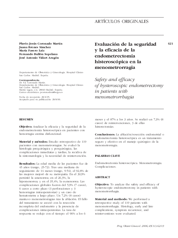 (PDF) Evaluación de la seguridad y la eficacia de la endometrectomía ...