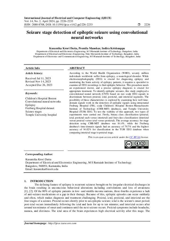 (PDF) Seizure stage detection of epileptic seizure using convolutional neural networks
