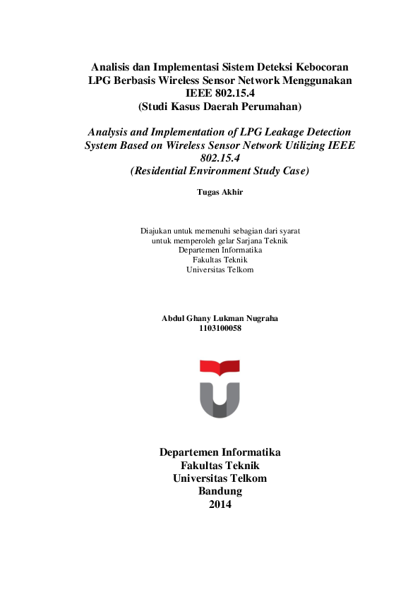 (PDF) Analisis dan Implementasi Sistem Deteksi Kebocoran LPG Berbasis Wireless Sensor Network ...