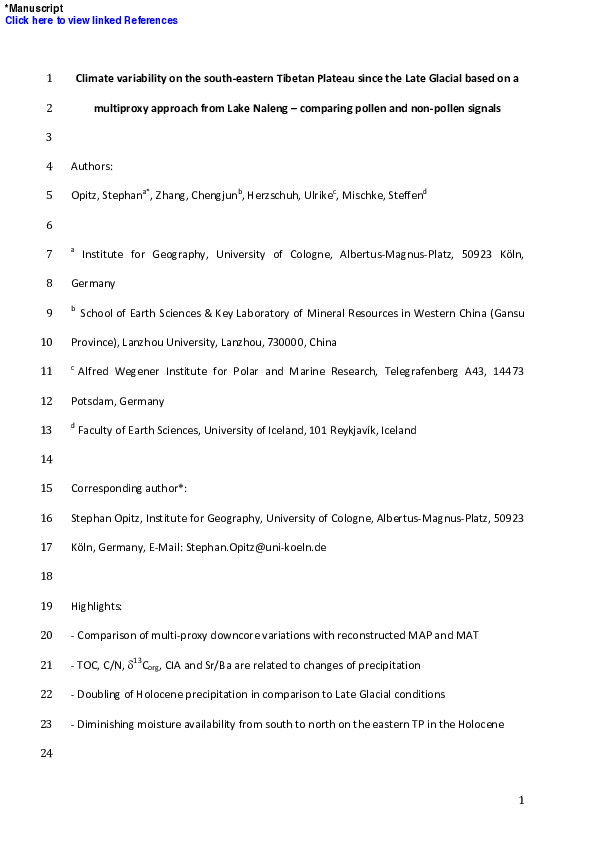 (PDF) Climate variability on the south-eastern Tibetan Plateau since ...