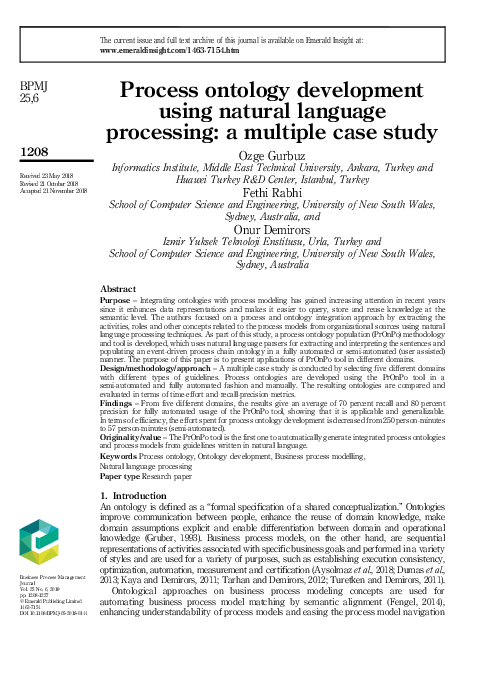 (PDF) Process ontology development using natural language processing: a multiple case study