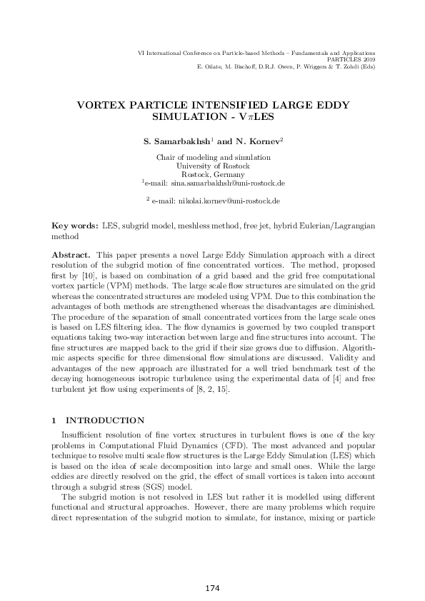 (PDF) Vortex particle intensified large eddy simulation - VπLES