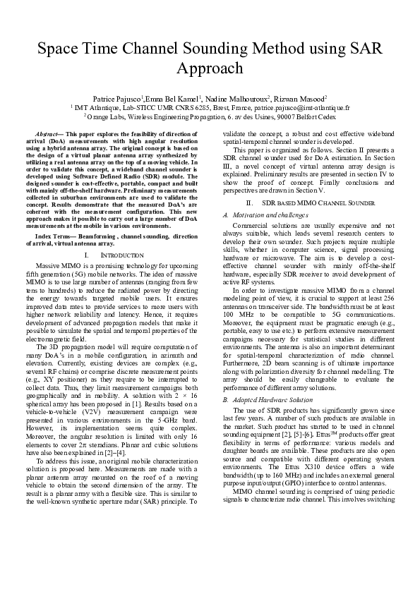 (PDF) Space Time Channel Sounding Method using SAR Approach