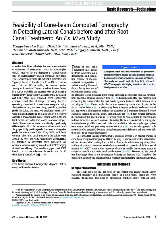 (PDF) Feasibility of Cone-beam Computed Tomography in Detecting Lateral Canals before and after ...