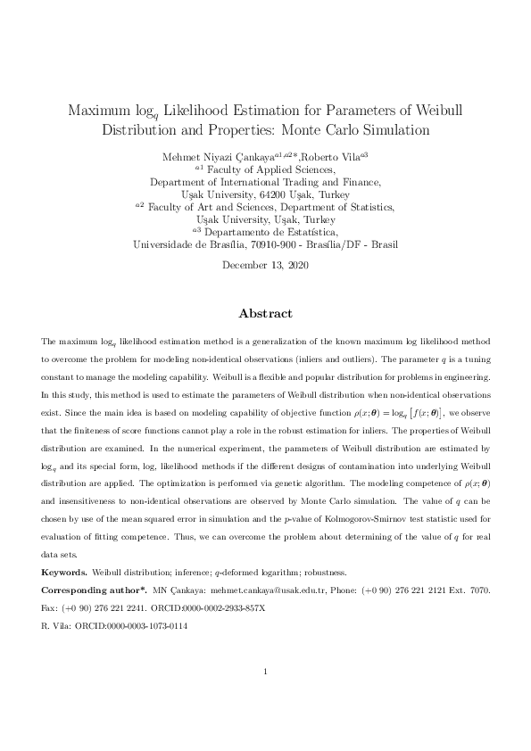 (PDF) Robust Weibull Parameter Estimation via Monte Carlo