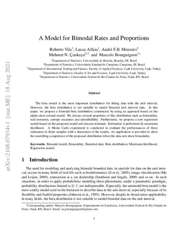 (PDF) A model for bimodal rates and proportions