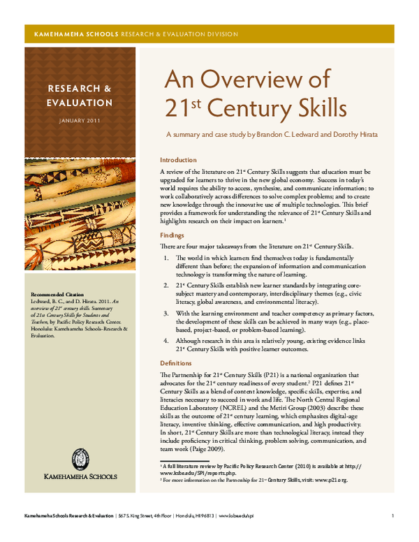 (PDF) An Overview of 21 st Century Skills