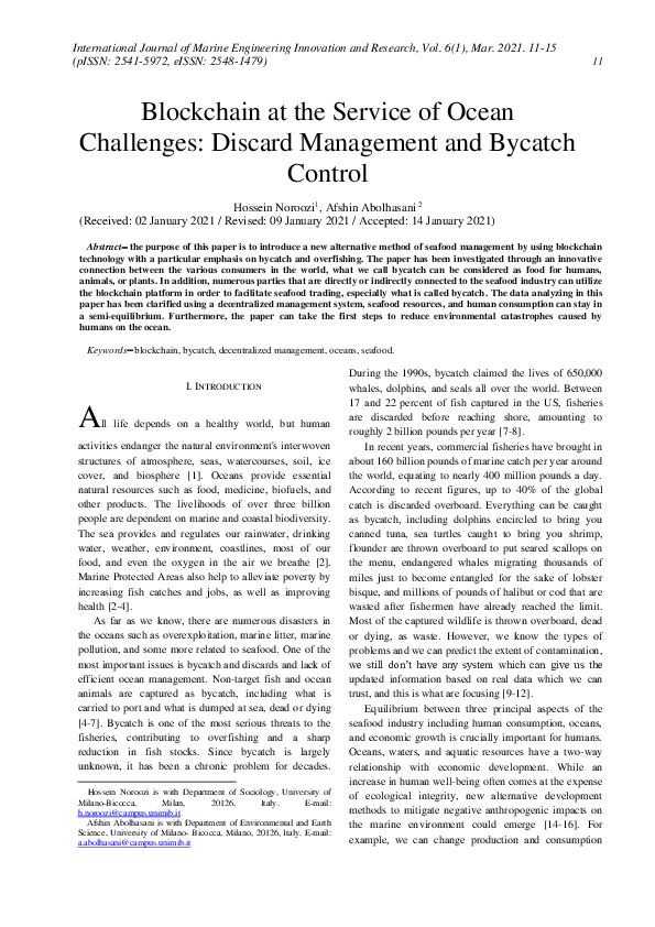 (PDF) Blockchain at the Service of Ocean Challenges: Discard Management ...