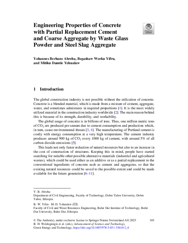 (PDF) Engineering Properties of Concrete with Partial Replacement ...