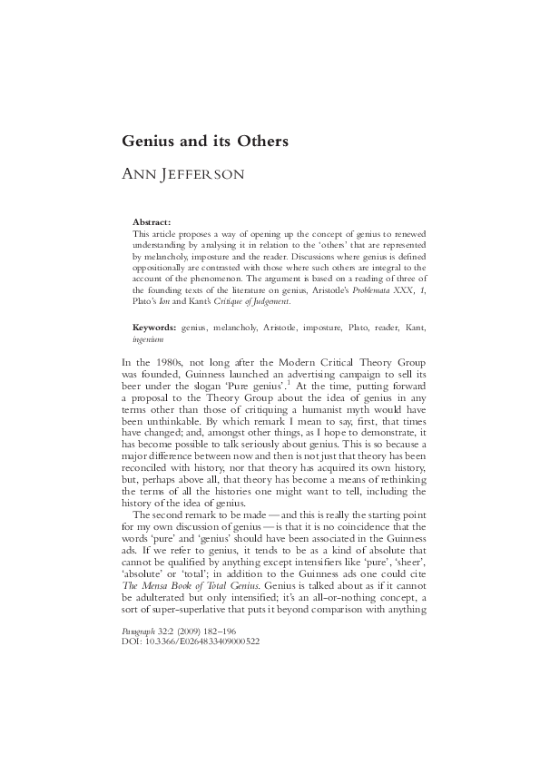 (PDF) Genius and its Others
