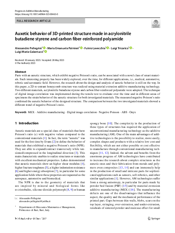 (PDF) Auxetic behavior of 3D-printed structure made in acrylonitrile ...