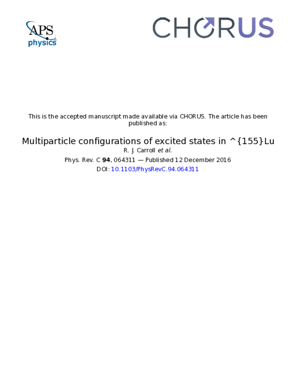 (PDF) Multiparticle configurations of excited states in Lu 155