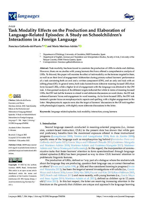 (PDF) Task Modality Effects on the Production and Elaboration of ...