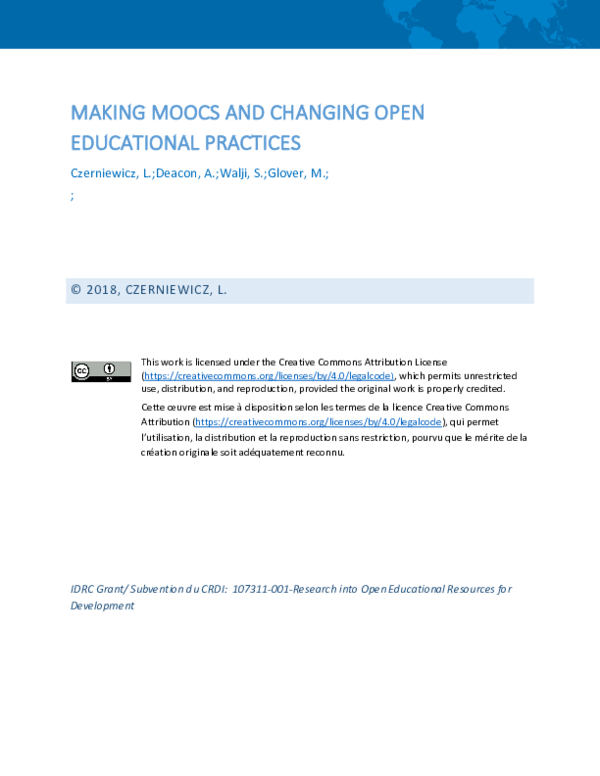 (PDF) Making MOOCs and changing open educational practices