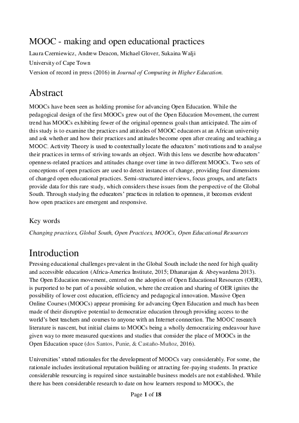 (PDF) MOOC—making and open educational practices