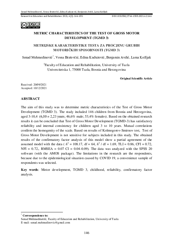 (PDF) Metric Characteristics of the Test of Gross Motor Development ...