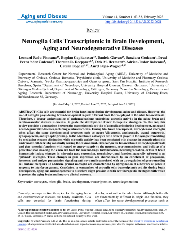 (PDF) Neuroglia Cells Transcriptomic in Brain Development, Aging and ...