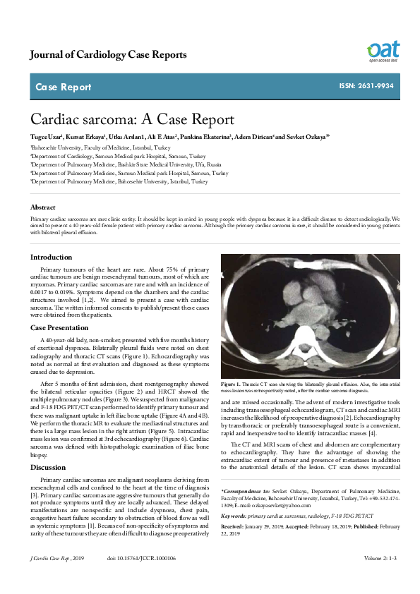 (PDF) Cardiac sarcoma: A Case Report