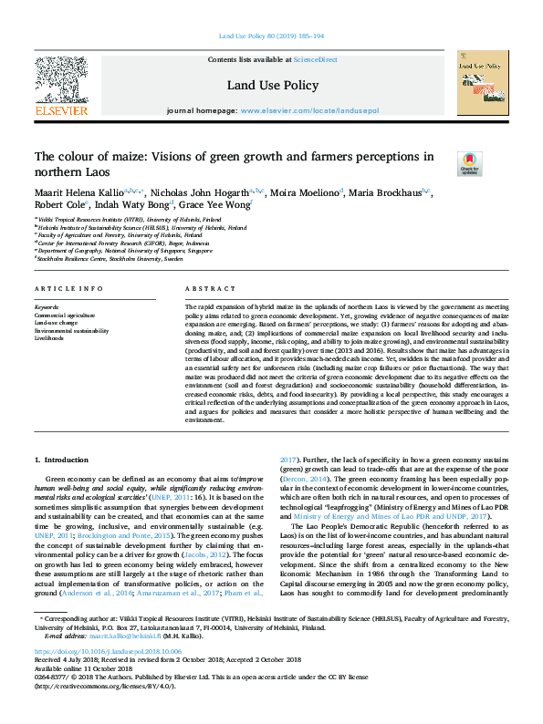 (PDF) The colour of maize: Visions of green growth and farmers ...