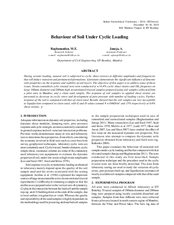 (PDF) Behaviour of Soil Under Cyclic Loading