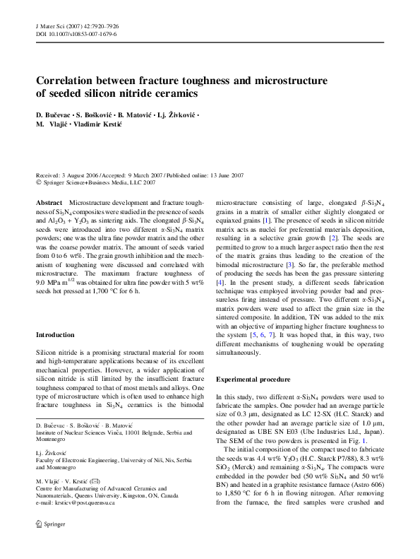 Pdf Correlation Between Fracture Toughness And Microstructure Of Seeded Silicon Nitride