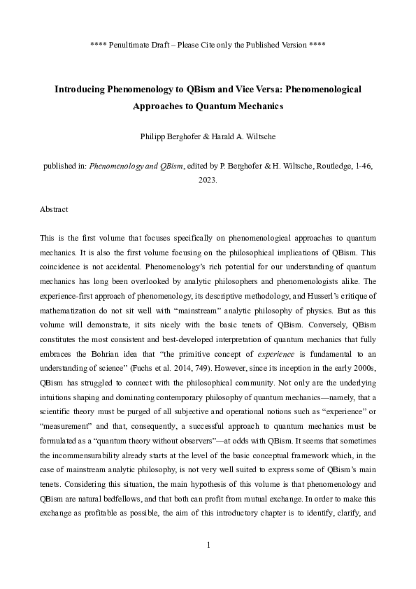 (PDF) Introducing Phenomenology to QBism and Vice Versa ...
