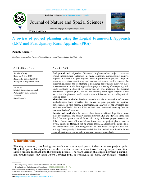(PDF) A review of project planning using the Logical Framework Approach ...