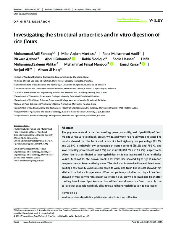 (PDF) Investigating the structural properties and in vitro digestion of rice flours | Sk Abdul ...