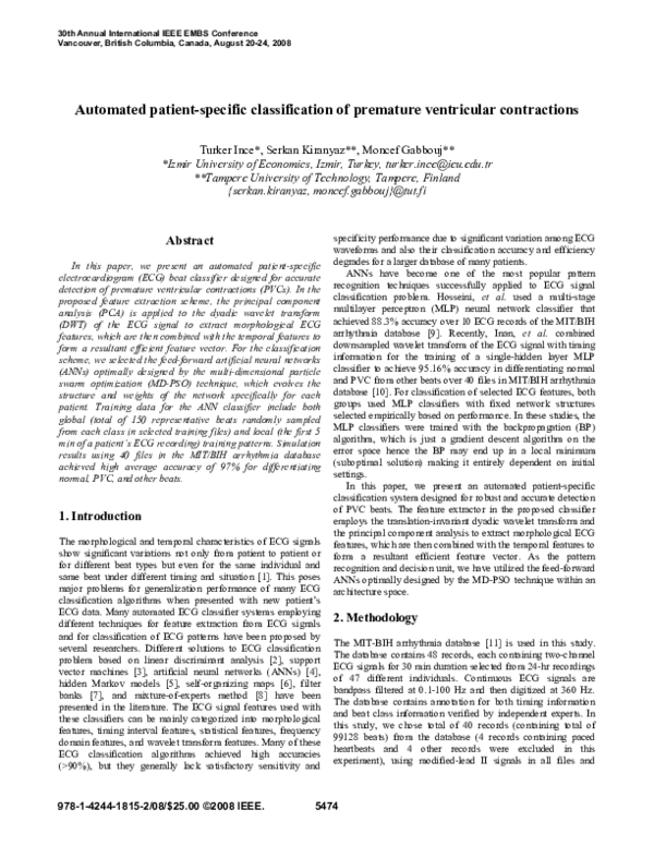 (PDF) Automated patient-specific classification of premature ventricular contractions